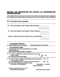 Marine Cum Erection All Risk Proposal Form – Phoenix of Zambia