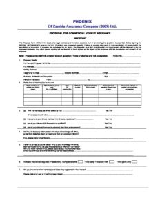 Motor Commercial Vehicle Proposal Form – Phoenix of Zambia